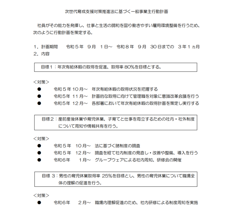 株式会社SOLPIR 一般事業主行動計画② | 株式会社SOLPIR – 東京都心の総合不動産